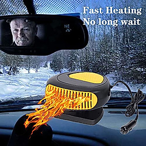 12v Portable Car Heater 150W Fast Heating Windshield Defogger and Defroster 2 in 1 with Cigarette Lighter Plug 360 Degree Rotary Base Fast Heating Fan