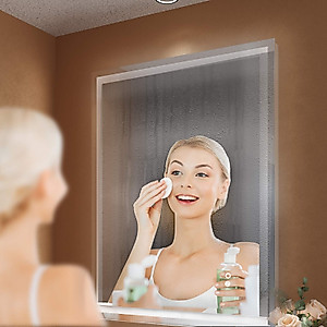Summer Calling 24x32 Inch Led Bathroom Mirror with Light, Color Temperature 3000-6000K Adjustable, Dimmer with Memory, Defogger Wall Mounted Led Backlit Mirror, High Lumen, IP54 Waterproof