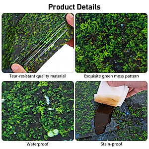 durony 2 Pieces Green Moss Pattern Plastic Tablecloth Green Leaves Tablecloth Waterproof Party Table Cover for Plants Nature Themed Party Table Decor, 108 x 54 Inch