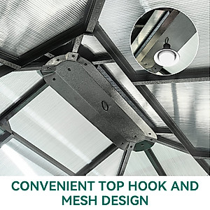 YITAHOME 10x12FT Hard-Top Gazebo Double Roof Canopy Outdoor with Netting and Shaded Curtains, Aluminum Frame Polycarbonate Hardtop Garden Tent for Patio, Backyard, Deck and Lawns, Gray