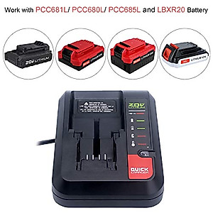 Biswaye 20V MAX Lithium Battery Charger Compatible with Black & Decker 20V Battery LBXR20 LBXR2520 LBXR2020 Compatible with Porter Cable 20V Battery PCC681L PCC682L PCC680L PCC685L PCC641