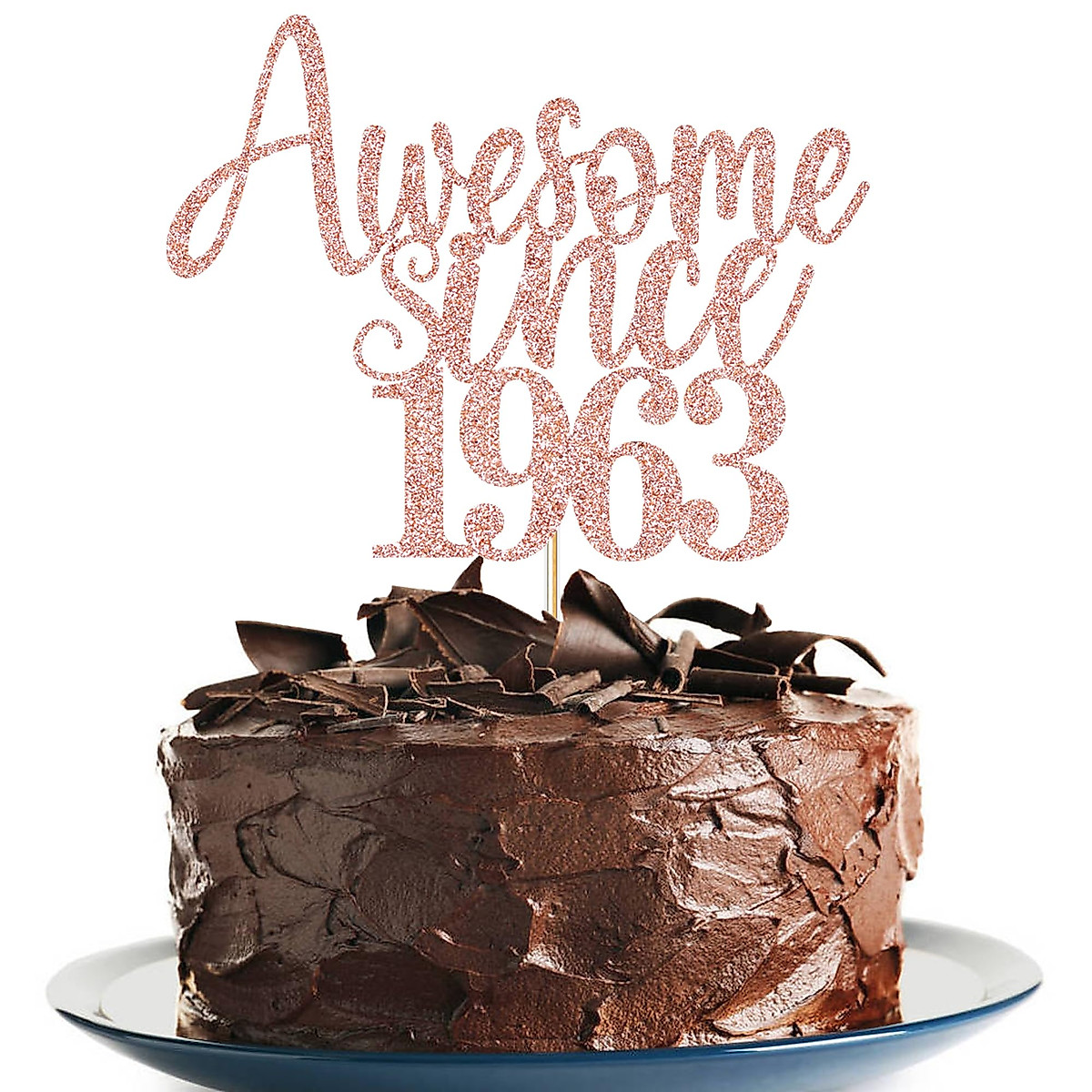 Klionjor 61st Awesome since 1963 Cake Topper Cheers to 61 Years Birthday Cake Pick 61 Fabulous Cake Decoration for Happy 61st Birthday Anniversary Party Cake Decorations Supplies(1963, Rose gold)