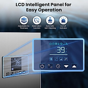 Commercial 550Lbs/24H Ice Maker Machine,Ice Ready in 5-15 min,360Lbs Large Storage,1033W Stainless Steel Electric Nugget Ice Machine with Water line Hook up,12 Steps Ice Thicknesses Adjustable