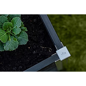 Vita Urbana 6 Foot x 6 Foot Embossed Vinyl Keyhole Garden with Composting Basket, Slate Grey, Gray, Woodgrain, PVC, BPA and Pthalate Free, VT17607