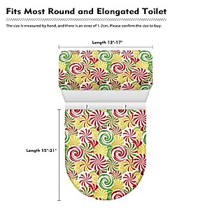 Tomeusey Toilet Lid Cover Set of 2 Pack,Christmas Pattern Durable Toilet Lid Seat Cover with Elastic Edges,for Home Toilet Tank Lid Protector,Easy to Install