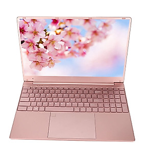 VINGVO Pink Laptop, 2K IPS Office Laptop Front Camera Quad Core CPU 15.6 Inch 6000mAh for Gaming (16+512G US Plug)