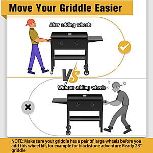 Petrirufun Universal Caster Wheels for Blackstone 28" Griddle, Griddle Wheels Parts for Blackstone Accessories with Brake, 360 Degree Silky Swivel, Fit for Blackstone 28 inche Griddle