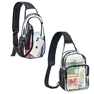 gdbis Clear Sling Bag Stadium Approved, Multipurpose Clear Shoulder Backpack, Casual Chest Daypack for Hiking, Stadium or Concerts