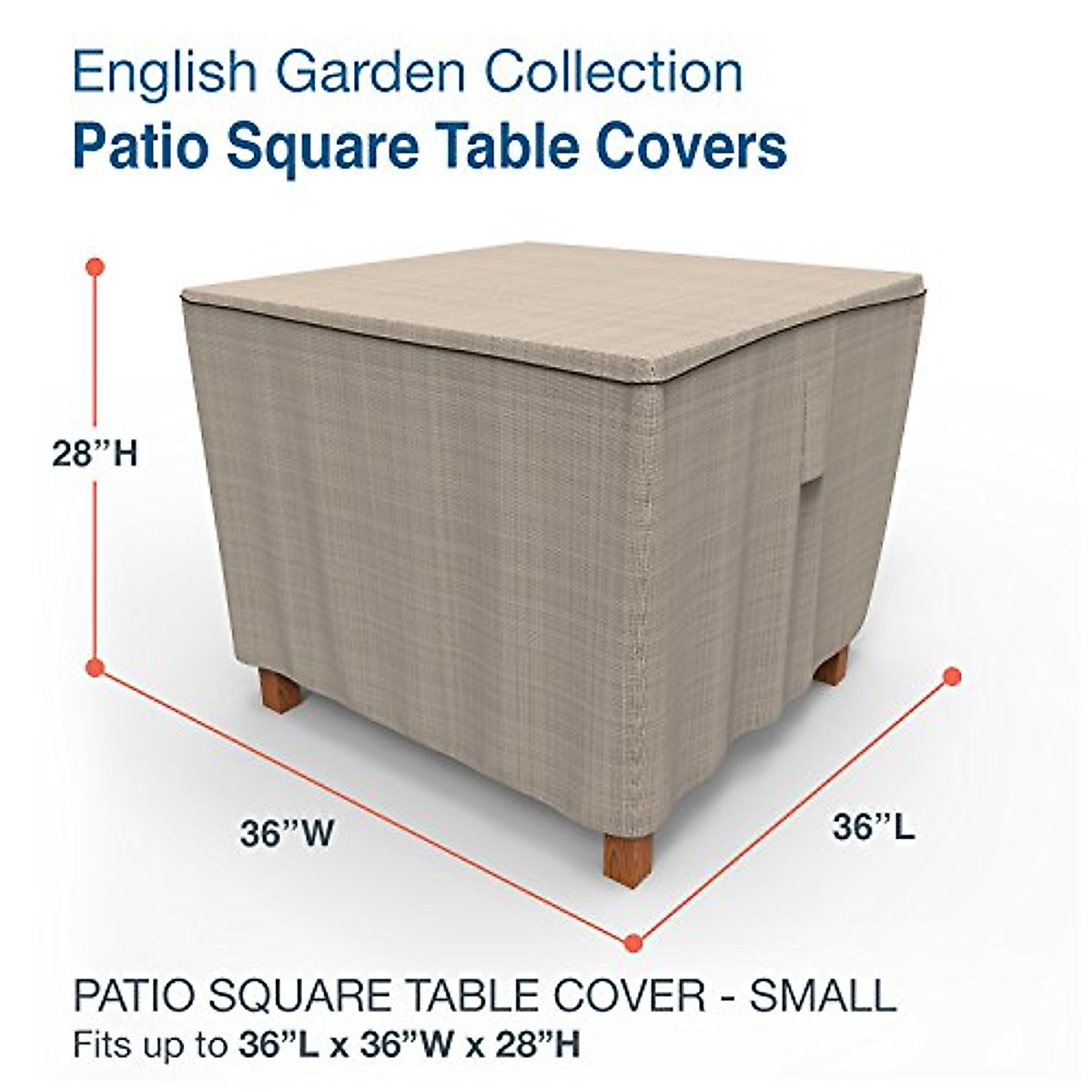 Budge P5A24PM1 English Garden Square Patio Table Cover Heavy Duty and Waterproof, Small, Two-Tone Tan