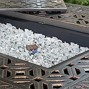 Onlyfire 10 pounds Fire Glass for Propane Fire Pit and Gas Fireplace, 1/4 Inch Reflective Firepit Glass Rocks for Fire Pit Table and Fire Bowl, High Luster Platinum