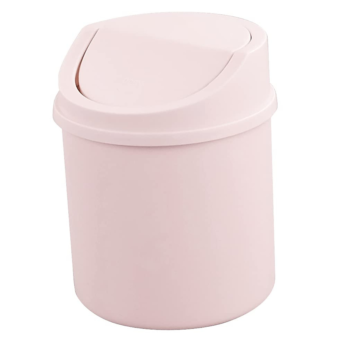 Fiazony Plastic Tiny Waste Bin, Desktop Mini Trash Can with Swing Lid, Pink