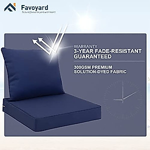 Favoyard Outdoor Seat Cushion Set 24 x 24 Inch Waterproof & Fade Resistant Patio Furniture Cushions with Removable Cover Deep Seat & Back Cushion with Handle and Adjustable Straps for Chair Sofa Couch
