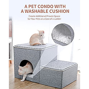 Made4Pets Dog Stairs for High Beds, Small Dogs Pet Steps Stool to Get on Bed, Cat Stairs Ladder, Puppy Toy Storage Folding Doggie Ramp for Couch, Car, Home