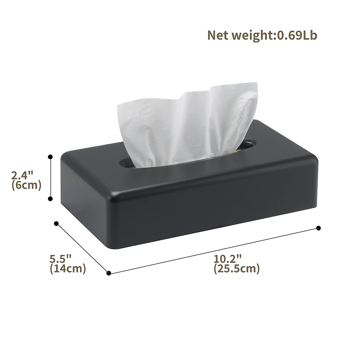 Y-in Hand Tissue Box Cover, Rectangular Black Wall Mounted Facial Paper Holder Dispenser, Prefert for Storage on Bathroom Vanity, Kitchen, Night Stand, Countertops Office and Car.