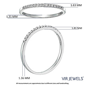 Vir Jewels 1/8 cttw Diamond Wedding Anniversary Band for Women, Round Diamond Engagement Ring 10K White Gold Prong Set 0.125 cttw, Size 5