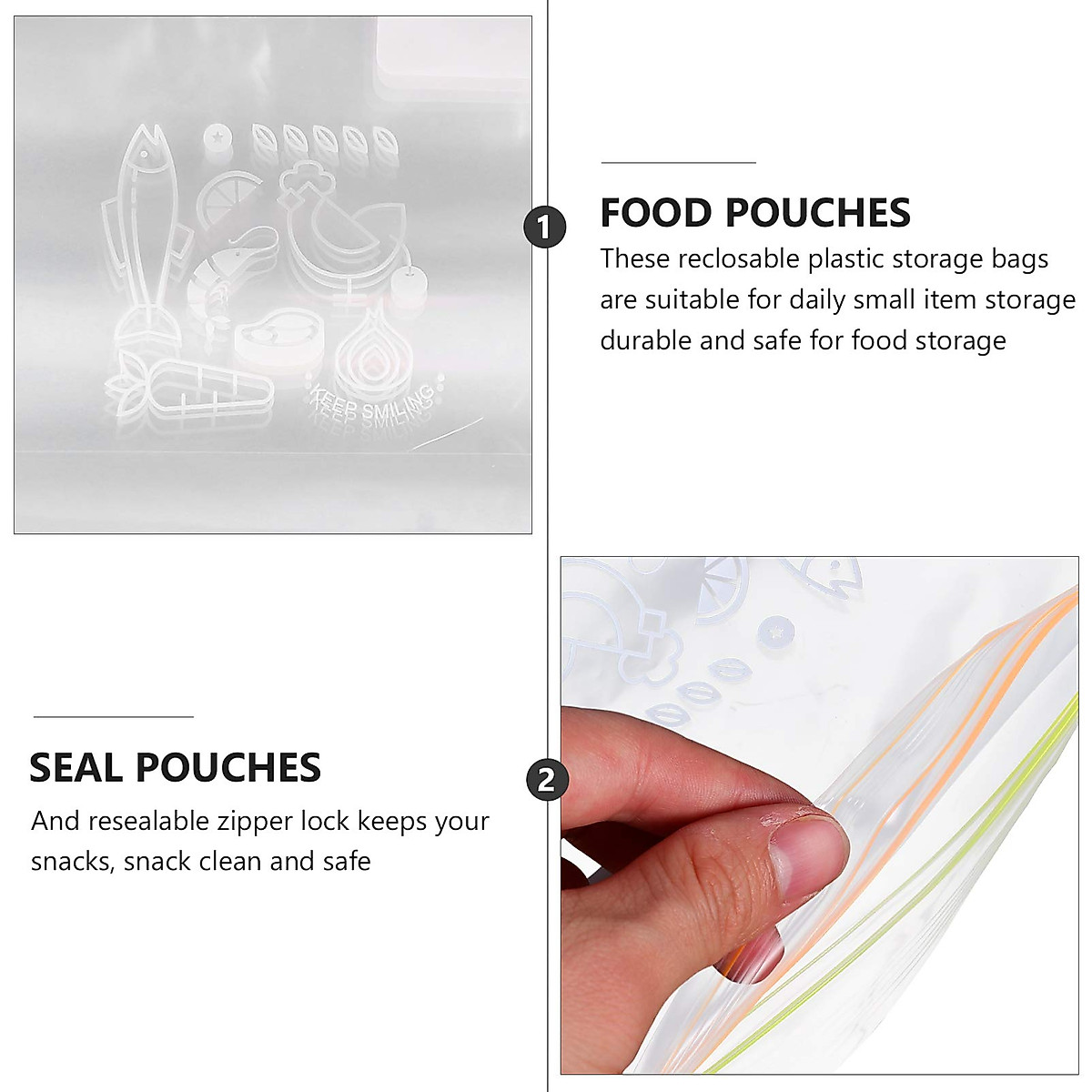 30pcs Food Preservation Bag Pastry Seal Bags Freezer Containers Bags Gallon Vegetables Fruit Bag Clear Zipper Bags Clear Container Clear Sealed Bag or Snack Transparent Bag