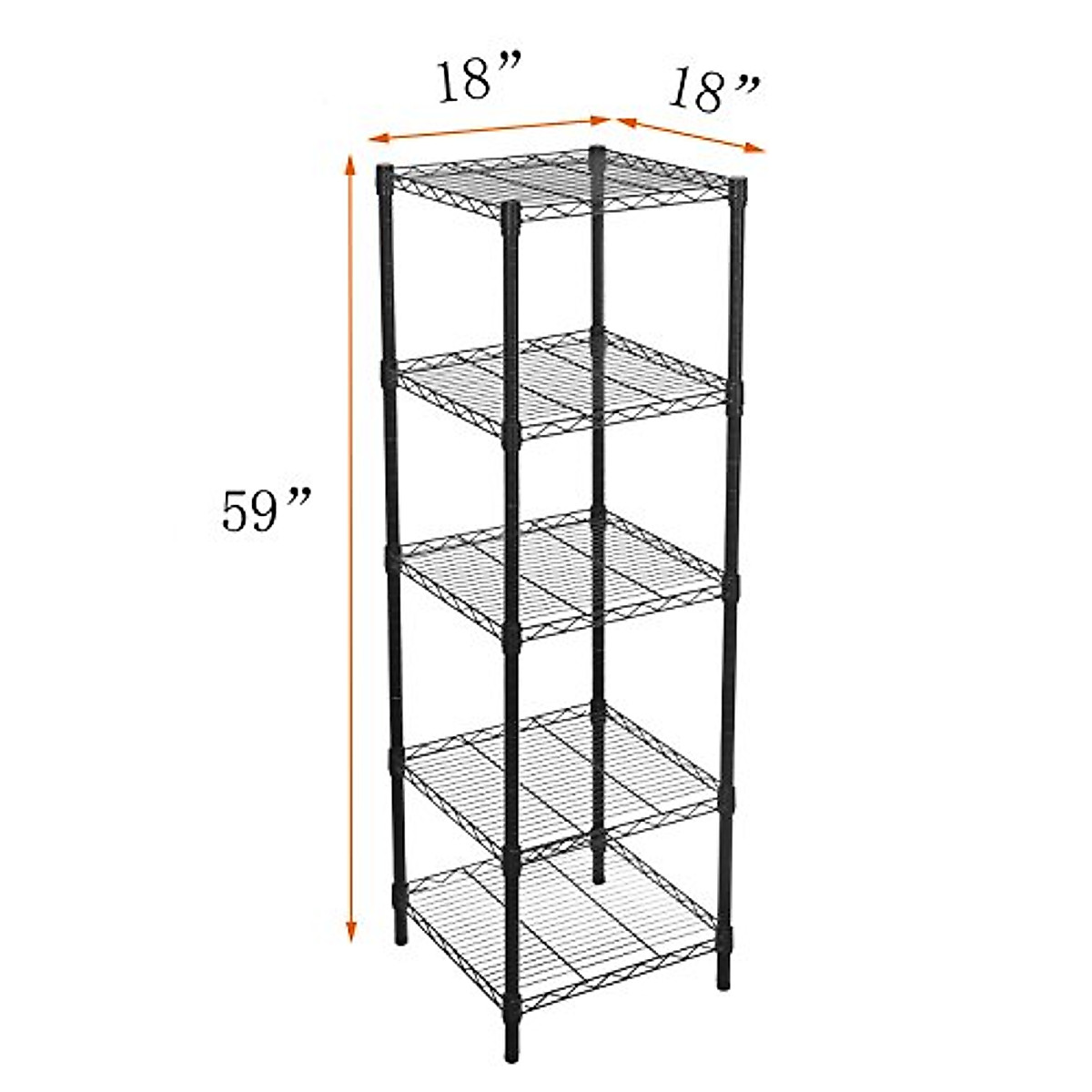 HollyHOME 5 Shelves Adjustable Steel Wire Shelving Rack in Small Space or Room Corner, Metal Heavy Duty Storage Shelf, Utility Rack, Bathroom Storage Tower Kitchen Shelving, Thicken Tube, Black