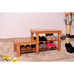 UDeuxff Shoe Rack Bench,3 Tiers Bamboo Stool Shoe Rack for Kids,Shoe Storage Organizer,90cm Shoe Bench Organizer Storage Entryway Bench for Entryway Bathroom Bedroom