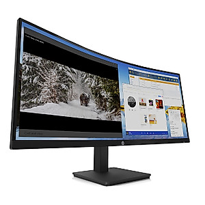 HP M34d 34 Inch WQHD 1440p Curved Computer Monitor Ultrawide 100Hz 5ms Anti-Glare Adjustable Height Stand Tilt VESA Mountable HDMI ENERGY STAR Certified for Desktop PC Setup, Black (Renewed)