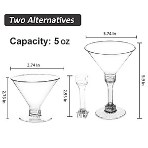 Funsmore 100 Pcs Disposable Cocktail Glasses, Plastic Martini Glasses Unbreakable Tall Cocktail Glasses Appetizer Dessert Cups Drinkware for Home Weddings Parties