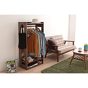 IRIS USA, Inc. Small Wooden Freestanding Garment Rack with Shelves and Bag Hook, Dark Brown