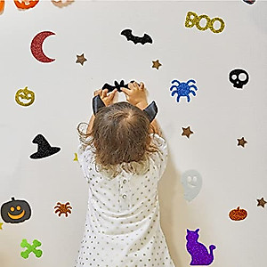 Hidreas 500 Pcs Halloween Foam Stickers Self Adhesive Glitter Foam Stickers for Kids Arts and Craft Supplies