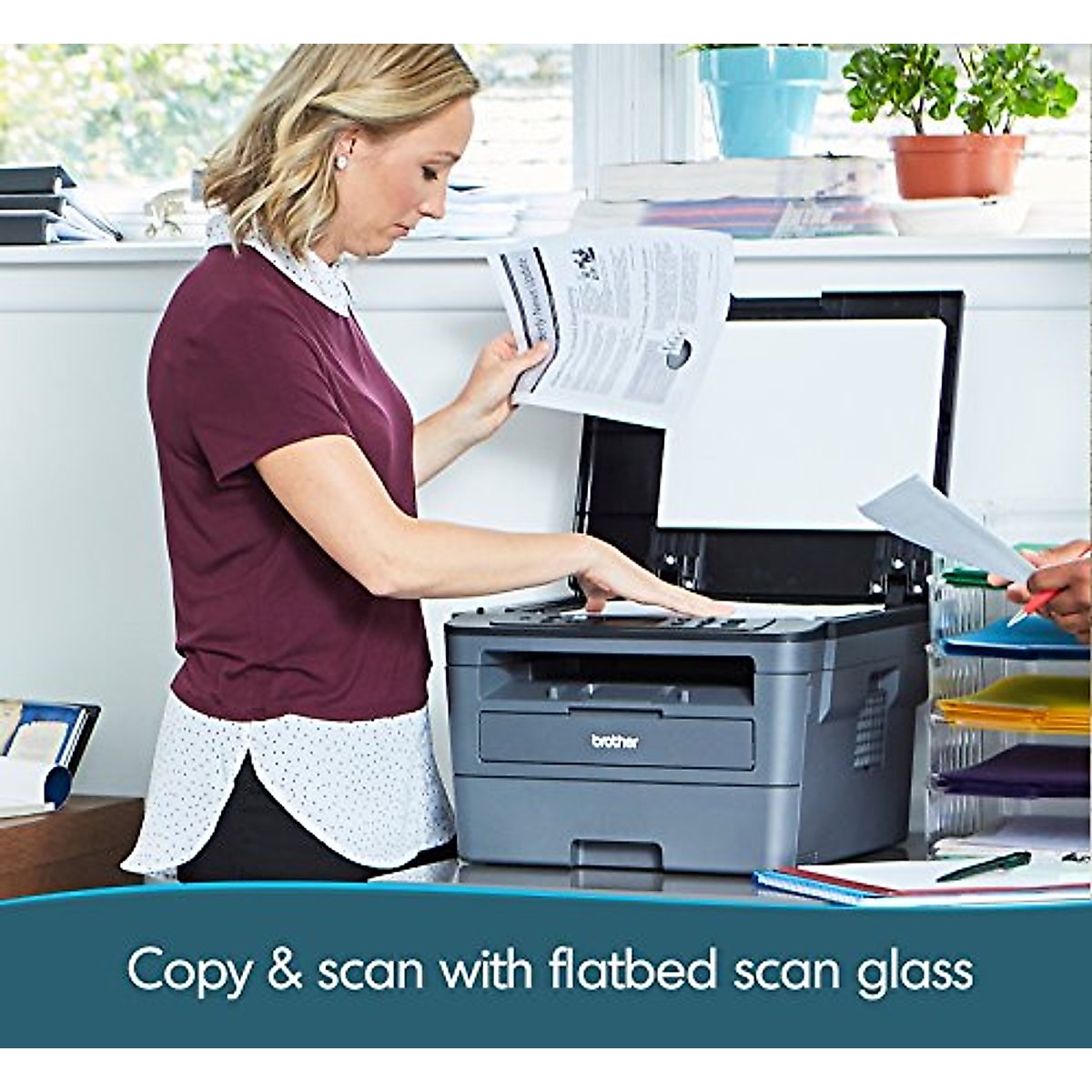 Brother HL-L23 90DW Series Compact Wireless Monochrome Laser All-in-One Printer - Print Scan Copy - Mobile Printing - Auto Duplex Printing - Up to 32 Pages/Minute - 2-line Display + HDMI Cable