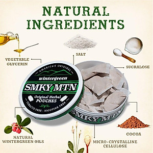Smokey Mountain Original Pouches - Wintergreen - Tobacco Free and Nicotine Free - 1 Can - 20 Per Can