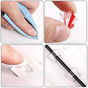 60 Pieces Outdoor Cable Clips with Adhesive Tapes Light Clips Decoration Clips Self Adhesive Hooks Wire Holder for Fairy Light (Small, Clear)