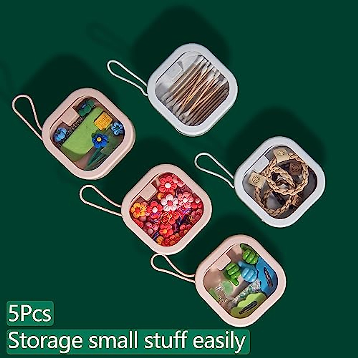 Hair Tie Organizer Travel Small Box, 5pcs Bow Holder for Girls Hair Bows,Travel Qtip Holder, Clip Organizer, Small Jewelry Box,Small Pill Case