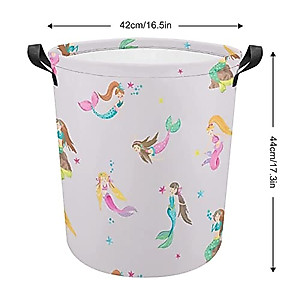 Mermaid Large Laundry Basket Hamper Bag Washing with Handles for College Dorm Portable