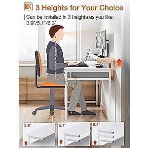 ODK 48 Inch Computer Desk with 3 Drawer and Large Storage Shelves, Home Office Desk with Monitor Shelf, Modern Work Writing Study Desk, White