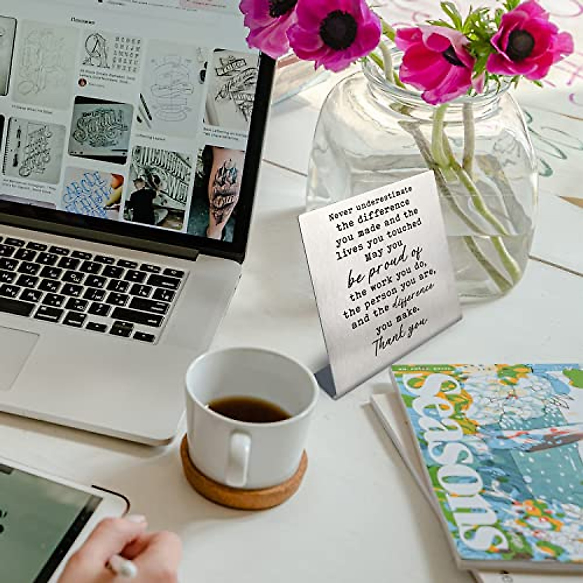 Thank You Gift for Women, Farewell Appreciation Gift for Coworker Friends Teacher Employees Retirement Gifts Desk Table Shelf Sign Decor, Inspirational Office Gift for Colleague Leaving Job