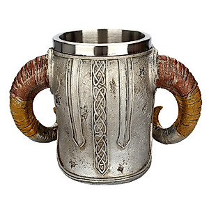 Stainless Steel Skull Mug Viking Drinking Cup Skeleton Resin Beer Stein Tankard Coffee Mug Tea Cup Halloween Bar Drinkware Gift