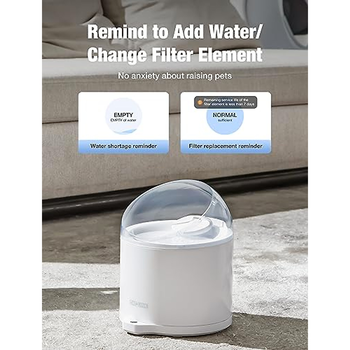 CATLINK Cat Water Fountain with Wireless Pump, 91.71oz/2.6L, Ultra Quiet, Ultrafiltration, Health Monitoring, for Cat Inside, App Control, Automatic Pet Drinking Fountains, CATLINK Pure 2