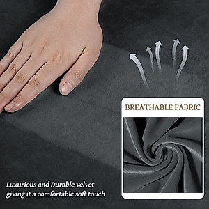 WEERRW Velvet Couch Covers for 2 Cushion Couch Sofa - High Stretch Luxury Velvet Plush 3 Pieces Sofa Slipcovers with Elastic Bottom, Furniture Protector for Pets, Machine Washable, Dark Grey, Medium