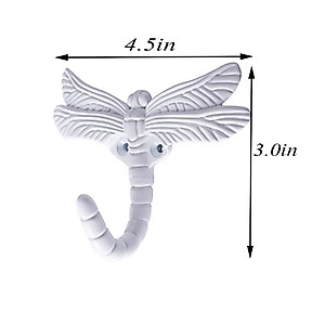 Geenite 2pcs Dragonfly Coat Hooks Decorative Creativity Wall Mounted Hanger Hook for Home Handbag Key Towel Bathrobe (White)