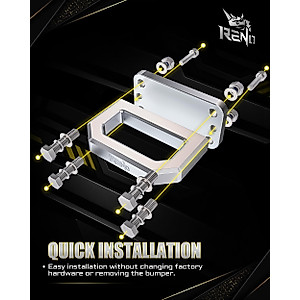 RENO Aluminum Front Tow Hooks, Heavy Duty Show Hook D-Ring Shackle Compatible with 2003-2018 Ram 2500 3500 2WD & 4WD Truck Recovery - Replace OEM 68171791AA, 52020587AB (2Pcs, Silvery)