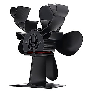 4 Blade Heat Powered Stove Fan Large Air Volume Fireplace Wood Stove Fan Non Electric Eco Fan Low Noise Aluminum Alloy Black