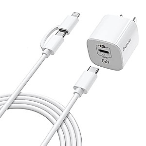 Quntis 30W USB-C Super Fast Charger, PD 3.0 GaN Charger iPad Mini Charger Fast Charging, Rapid Wall Charger Block &Cable for iPhone 14 Pro Max/14 Plus/13/12/11, iPad Pro/Air, MacBook Air, AirPods Pro