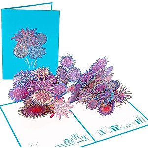 PopLife Fireworks 3D Pop Up New Years Card - NYE Popup, Happy Birthday, Independence Day Fourth of July, Congratulations Card - Fold Flat for Mailing - for Son, for Daughter, for Friend, for Co-worker