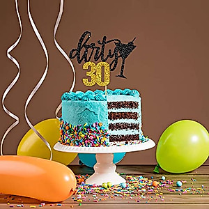 WeBenison Dirty 30 Cake Topper 30th Birthday Cake Supplies Boy or Girl Dirty Thirty Birthday Party Decorations Black Gold Glitter