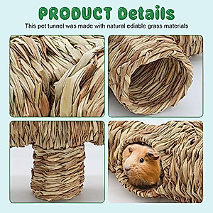 BWOGUE Hamster Grass Tunnel Toy Nature's Hideaway Guinea Pig Tunnels and Tubes Toys for Rats,Syrian Hamster,Ferrets,Guinea Pig,Chinchilla Hedgehog and Bunny