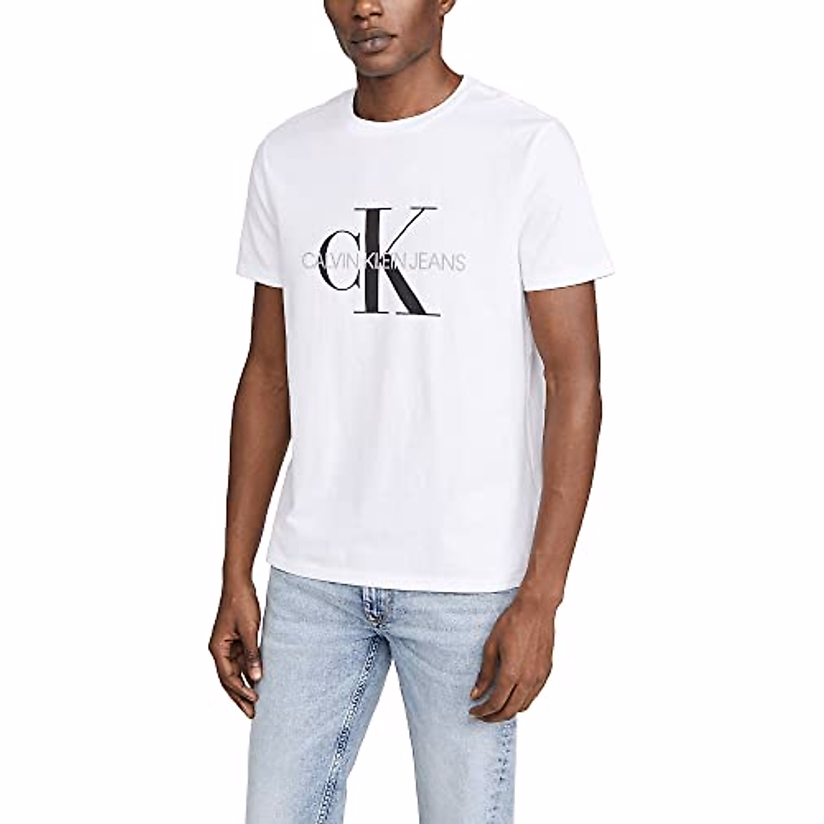 Calvin Klein Men's Short Sleeve Monogram Logo T-Shirt, Brilliant White Unbox, X-Large