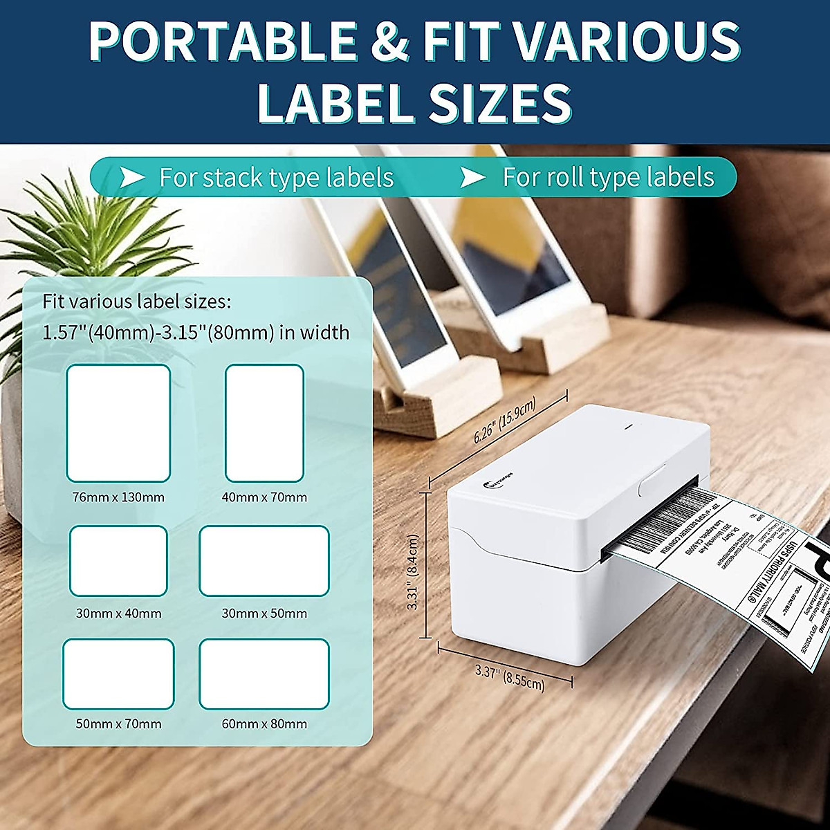 Shipping Label Printer, 180mm/s Thermal Label Printer, 4x6 USB Label Printer for Small Business Compatible with Amazon, Ebay, Shopify, Etsy, USPS, FedEx, Barcode Printer Support Windows/Mac/Linux