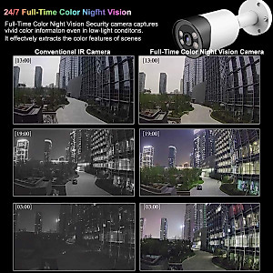 Outdoor 8MP Full Color IP Security Camera with 2.8mm Lens, Full-Time Color Night Vision Bullet Camera with Motion Detection, Built-in Mic, WDR, IP67 Waterproof