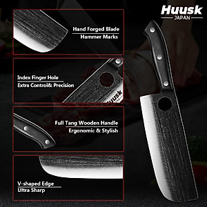 Huusk Knives from Japan, Nakiri Knife Vegetable Cleaver, Japanese Premium High Carbon Steel Hand Forged Sharp Asian Knife Multipurpose Chef Knife Medium-heavy Duty for Kitchen Christmas Gifts for Dad