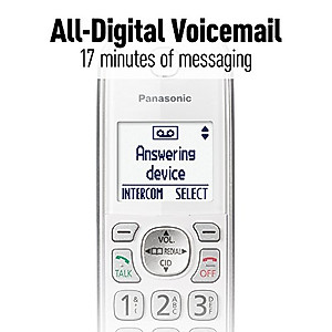 Panasonic DECT 6.0 Expandable Cordless Phone with Answering Machine and Smart Call Block - 2 Cordless Handsets - KX-TGD532W (White/Silver)