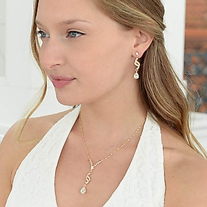 Mariell Gold Cubic Zirconia Prom Jewelry Set, Necklace & Earrings Set for Weddings, Brides, Bridesmaids
