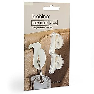 Bobino | Key Clip | Clip On Key Holder | Key Hook for Bag | Key Clip for Purse | Key Holder for Keychain | Purse Accessories | Key Chain Hooks & Compact Key Holder | Key Hanger | 2 Pack Cream